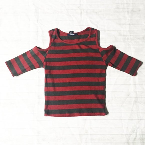 Forever 21 | Tops | Grayred Striped Cold Shoulder Crop Top | Poshmark